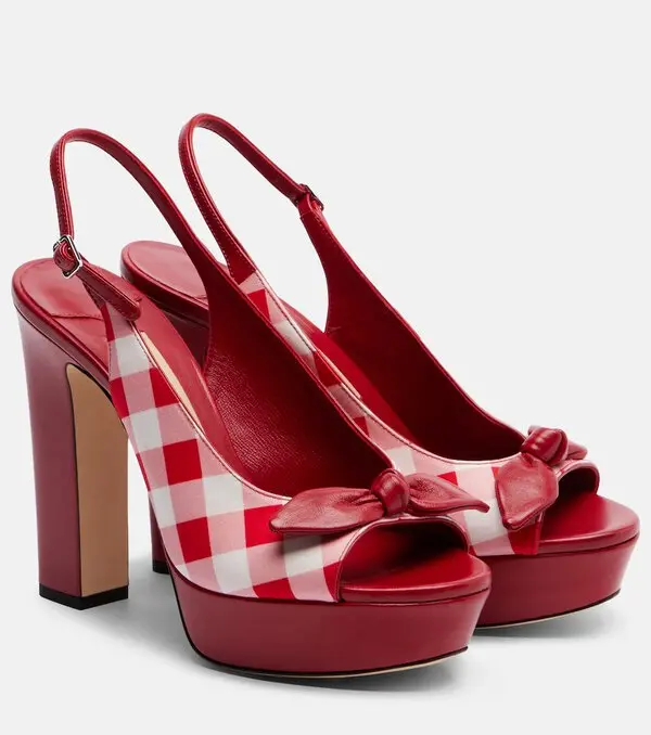 JIMMY CHOO Ziva Checked Peep-toe Pumps - Red