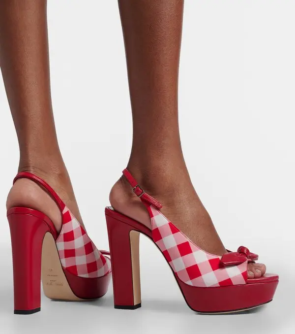 JIMMY CHOO Ziva Checked Peep-toe Pumps