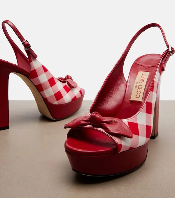 JIMMY CHOO Ziva Checked Peep-toe Pumps