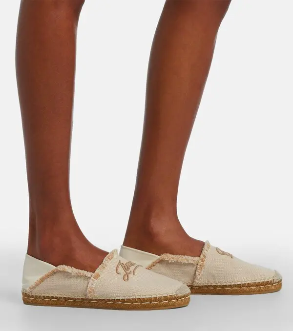 JIMMY CHOO Avi Embroidered Canvas Espadrilles - Beige