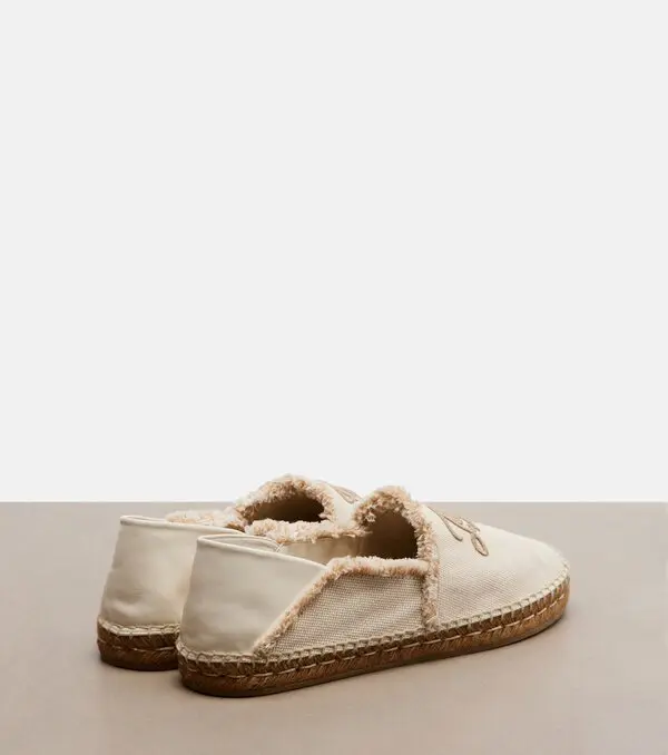 JIMMY CHOO Avi Embroidered Canvas Espadrilles - Beige