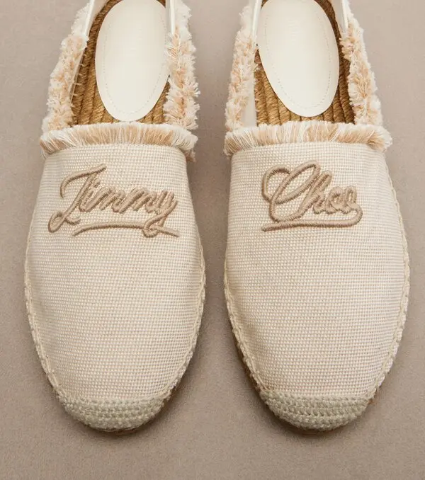 JIMMY CHOO Avi Embroidered Canvas Espadrilles - Beige
