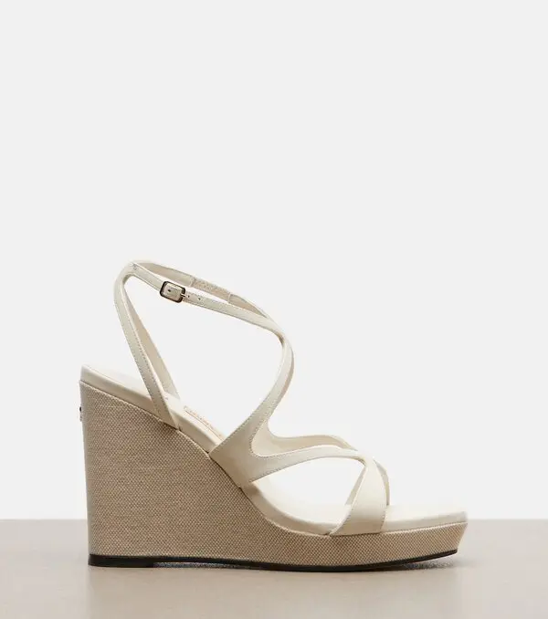 JIMMY CHOO Ayla Leather Wedge Sandals