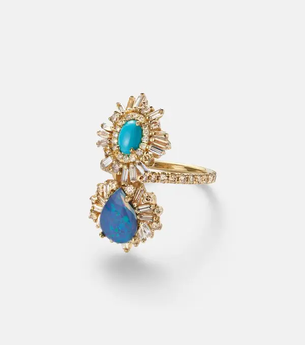 SUZANNE KALAN 18kt Gold Ring With Gemstones - Multicoloured