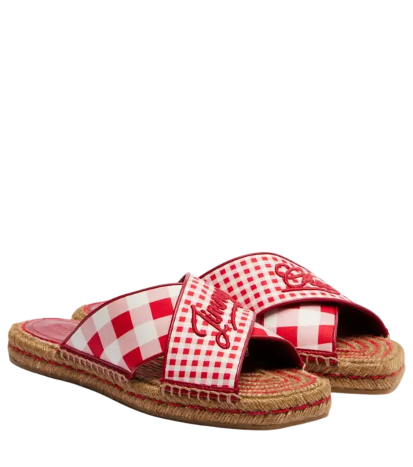 JIMMY CHOO Aciel Checked Espadrille Sandals - Red