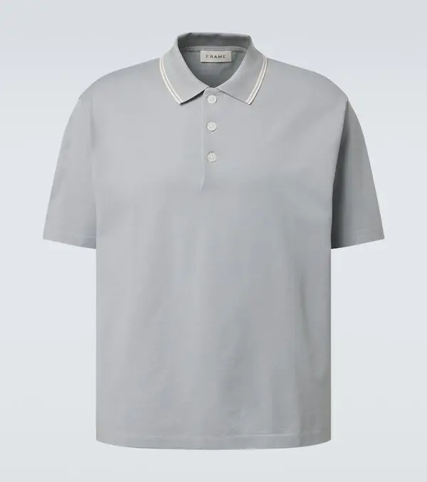 FRAME Cotton Piqué Polo Shirt - Blue