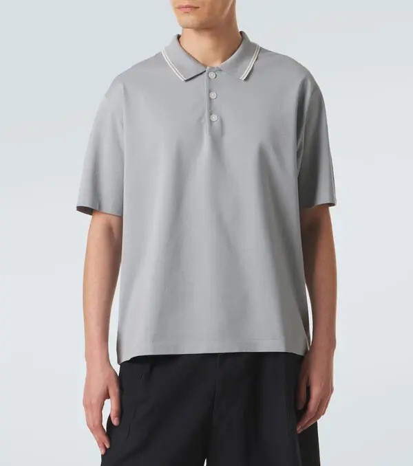 FRAME Cotton Piqué Polo Shirt - Blue