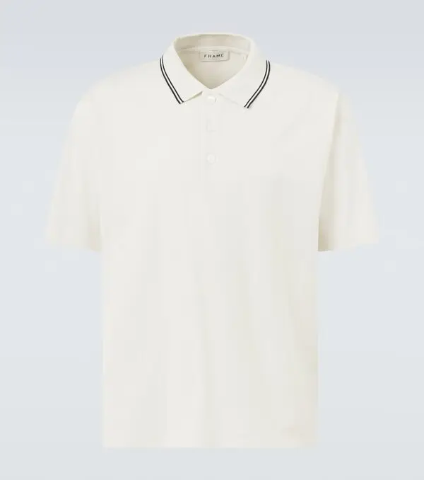 FRAME Cotton Piqué Polo Shirt - White