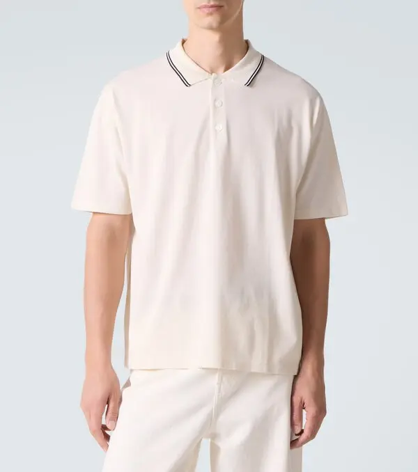 FRAME Cotton Piqué Polo Shirt - White