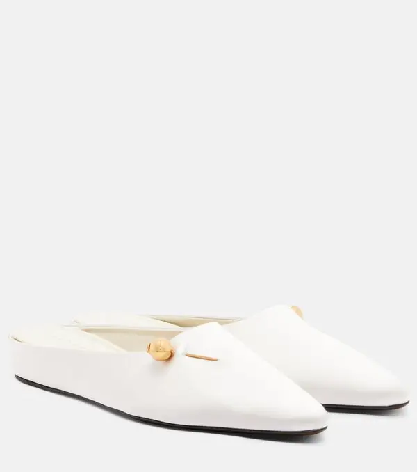 HERBERT LEVINE Sleep On It Satin Mules - White