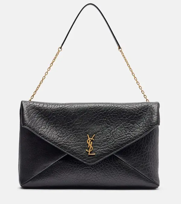 Saint Laurent Cassandre Large Leather Shoulder Bag - Black