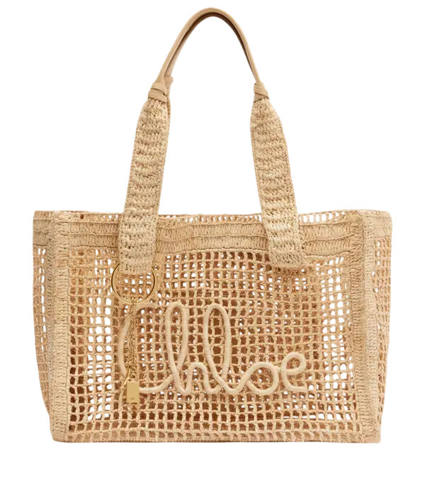 Chloé East-west Raffia Tote Bag - Beige