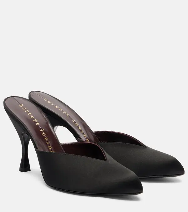 HERBERT LEVINE Sitting Pretty Satin Mules - Black