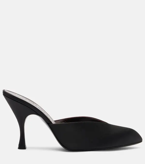 HERBERT LEVINE Sitting Pretty Satin Mules - Black