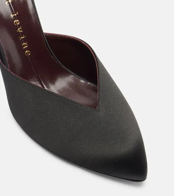 HERBERT LEVINE Sitting Pretty Satin Mules - Black