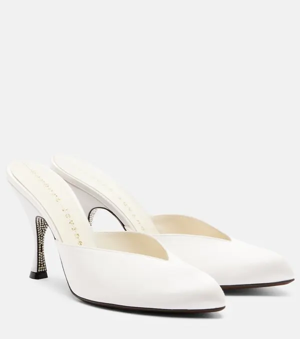 HERBERT LEVINE Sitting Pretty Satin Mules - White