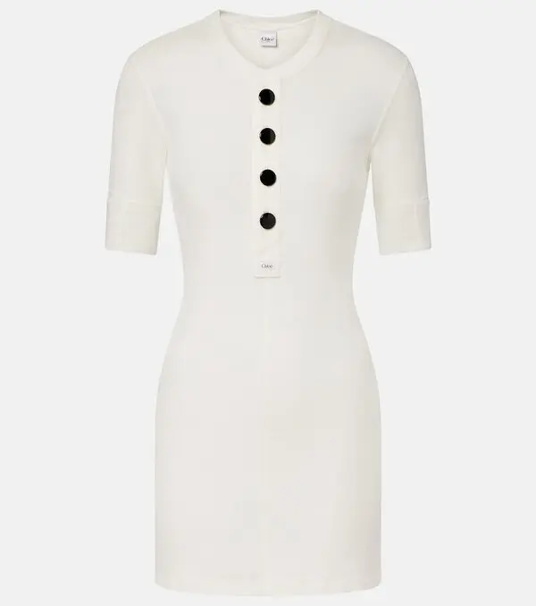Chloé Cotton Jersey Shirt Dress - White
