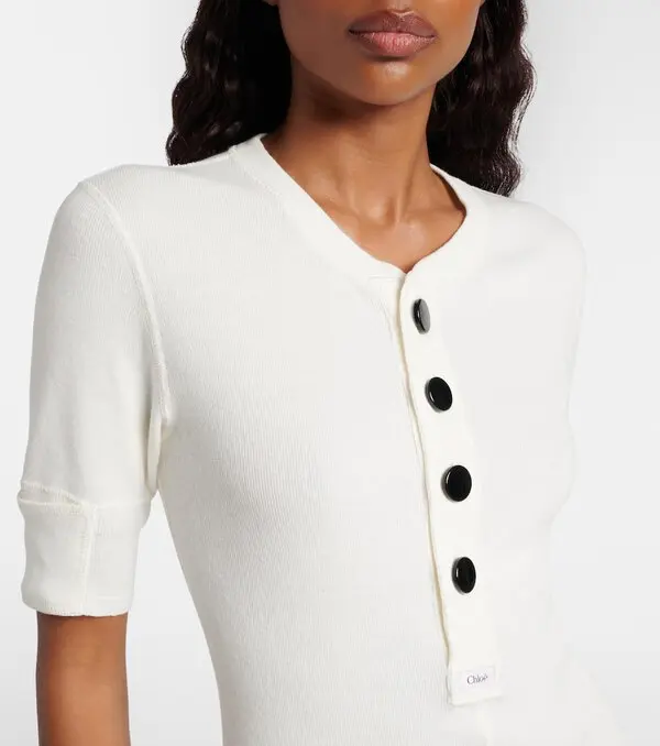 Chloé Cotton Jersey Shirt Dress - White