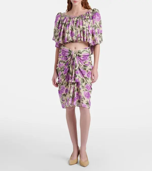 Chloé Printed Silk Top - Yellow