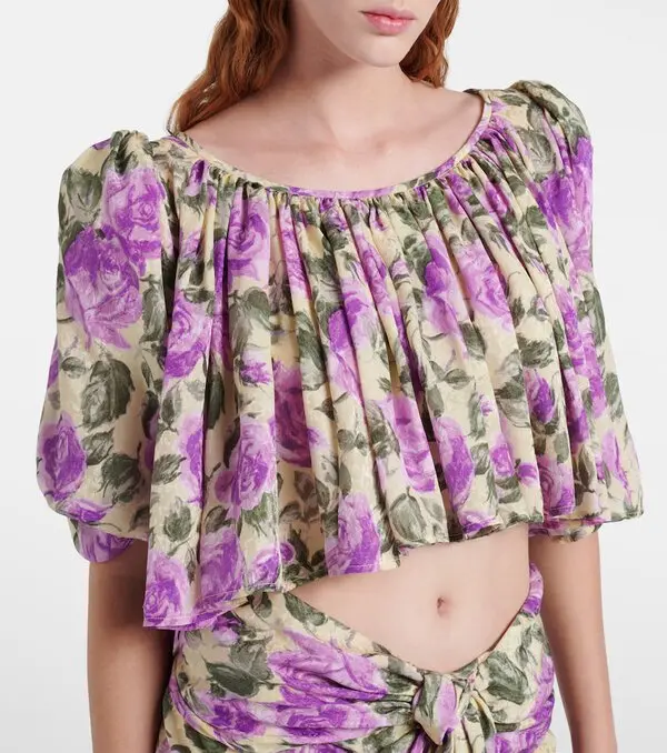Chloé Printed Silk Top - Yellow