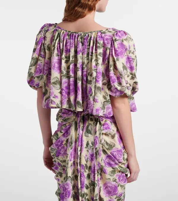 Chloé Printed Silk Top - Yellow