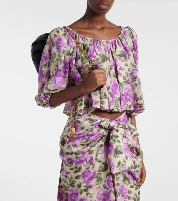 Chloé Printed Silk Top - Yellow