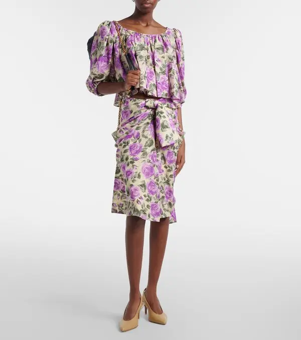 Chloé Printed Silk Top - Yellow