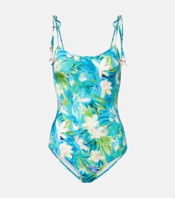 Chloé Floral One-piece Swimsuit - Blue