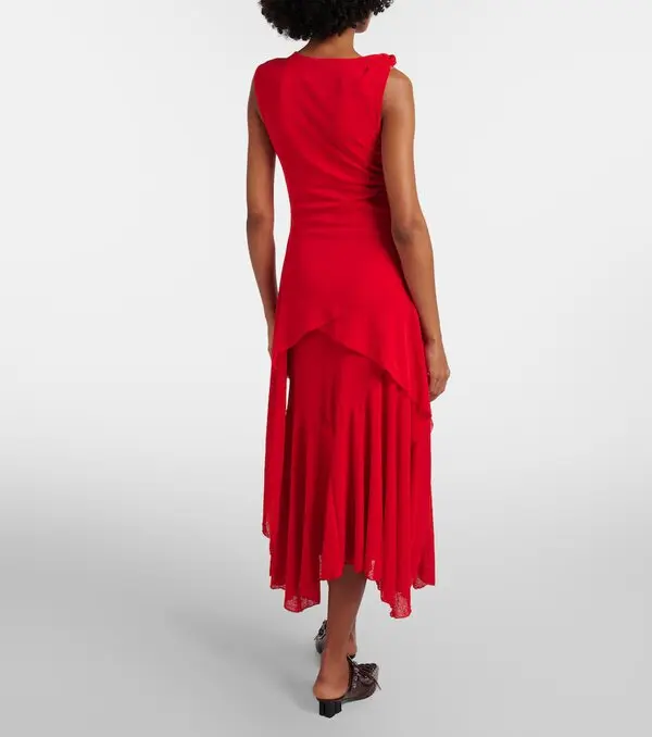 GANNI Draped Asymmetric Midi Dress