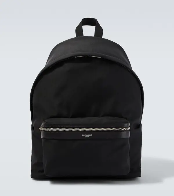 Saint Laurent City Leather-trimmed Canvas Backpack - Black