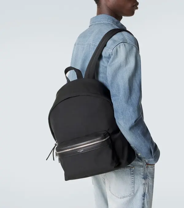 Saint Laurent City Leather-trimmed Canvas Backpack