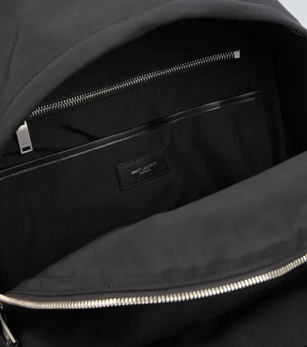 Saint Laurent City Leather-trimmed Canvas Backpack