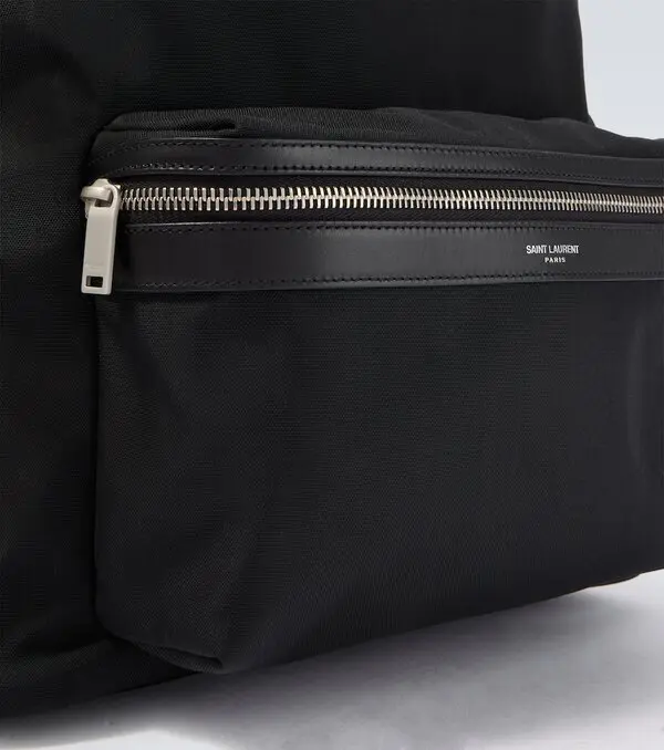 Saint Laurent City Leather-trimmed Canvas Backpack