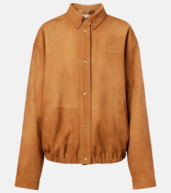 Miu Miu Suede Blouson Jacket - Brown