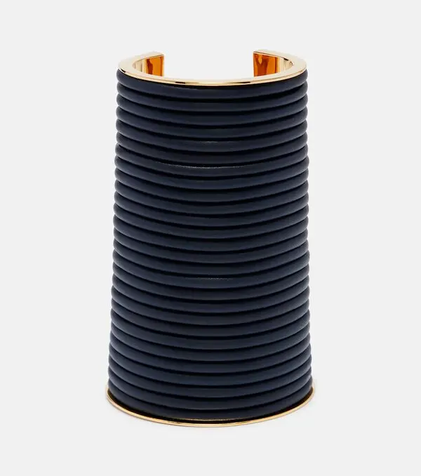 Alaïa Leather-trimmed Cuff Bracelet - Blue