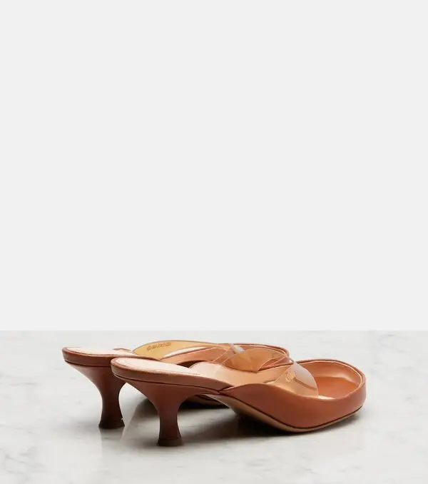 Chloé Junie Leather And Tpu Thong Sandals - Brown