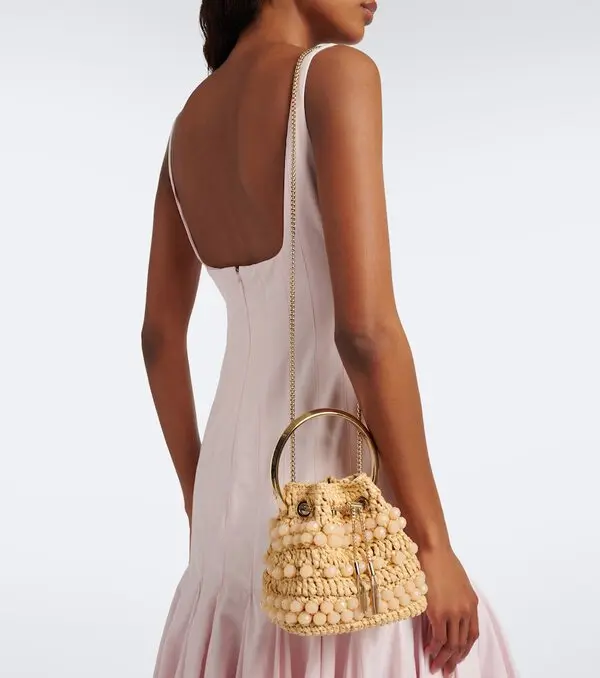 JIMMY CHOO Raffia Bucket Bag - Beige