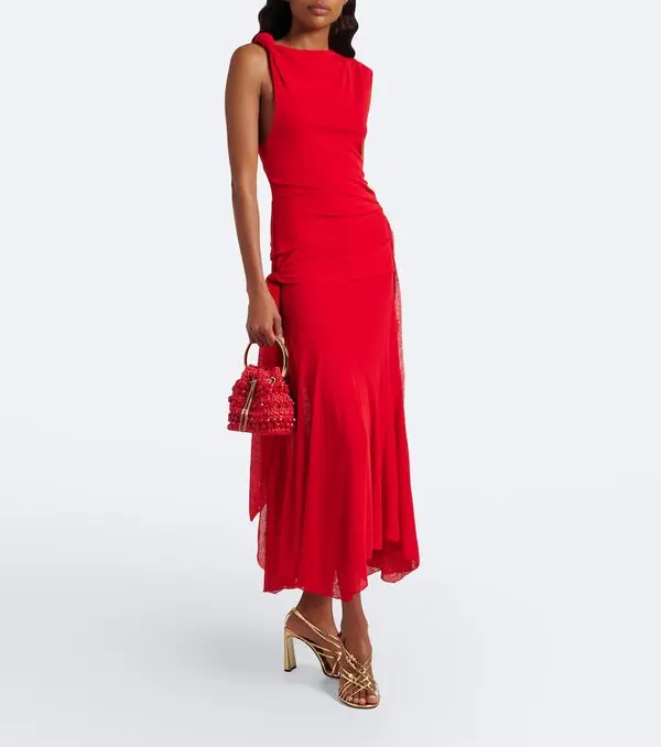 JIMMY CHOO Raffia Bucket Bag - Red