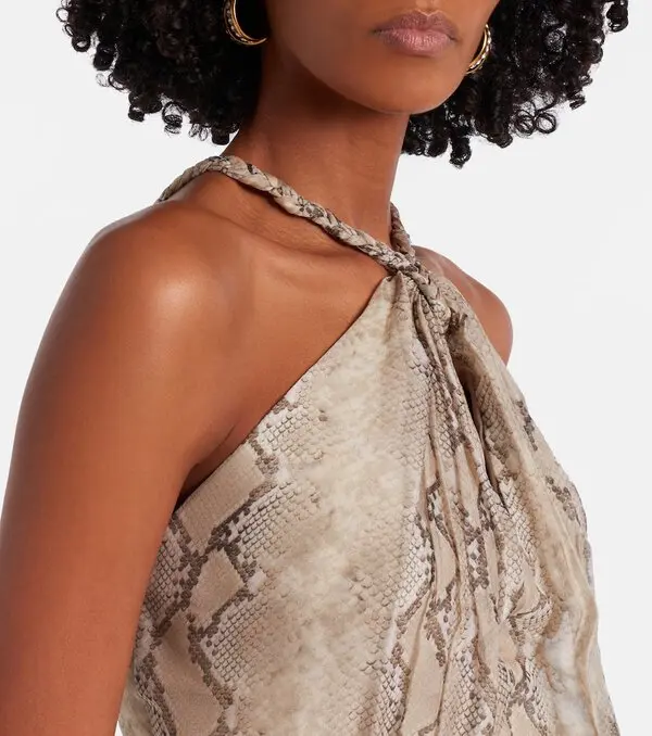 Elie Saab Snake-print Silk Chiffon Halterneck Maxi Dress