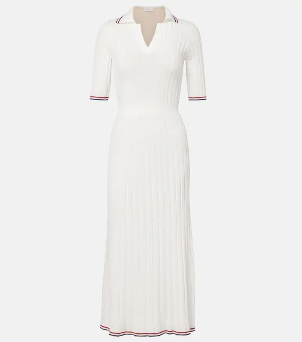 Brunello Cucinelli Ribbed-knit Cotton Midi Dress - White