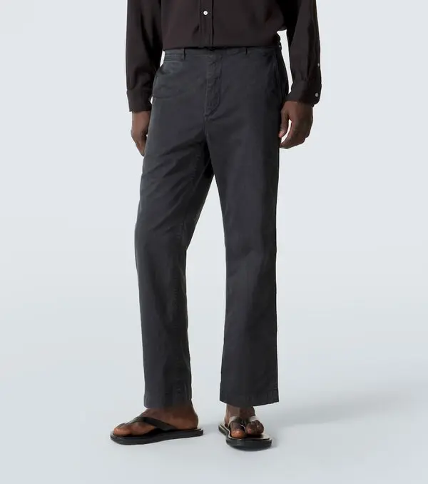 Auralee Cotton Straight Chinos - Black