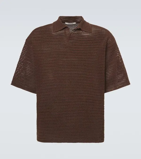 Auralee Cotton And Silk Polo Shirt - Brown