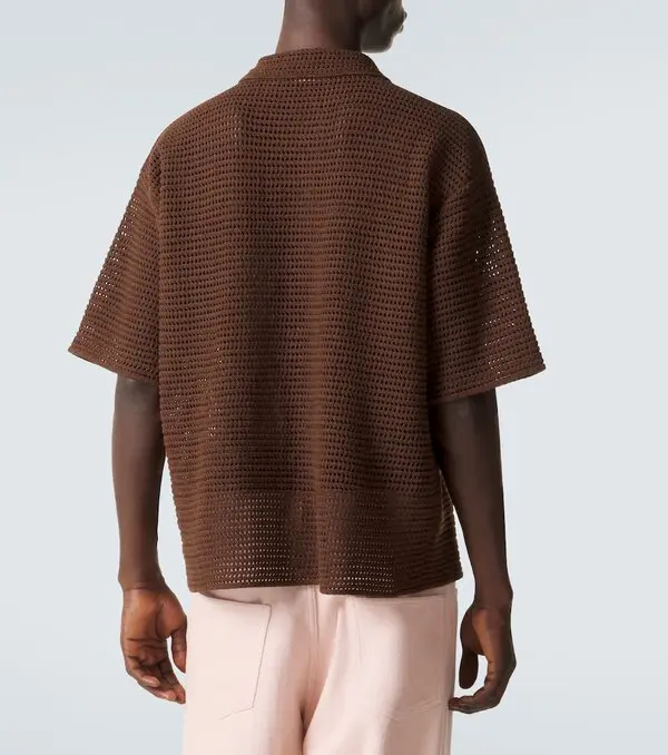 Auralee Cotton And Silk Polo Shirt - Brown
