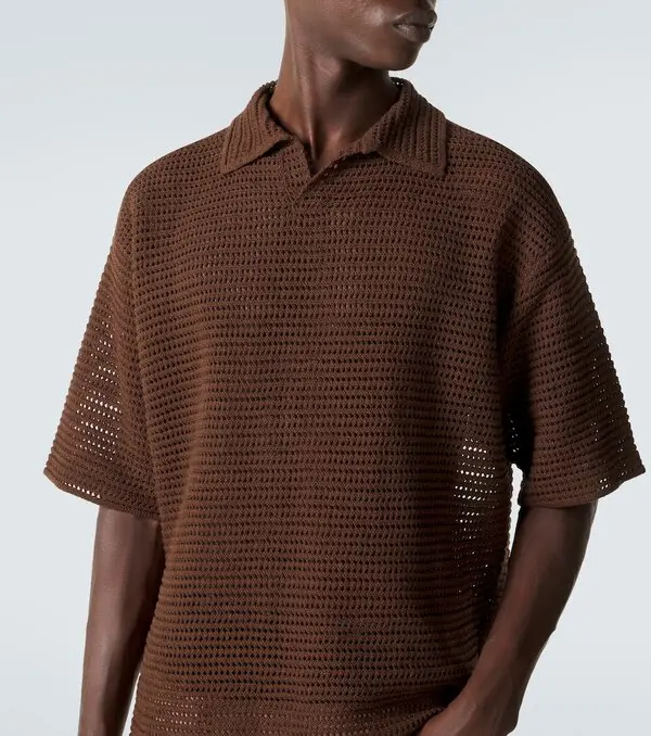 Auralee Cotton And Silk Polo Shirt - Brown