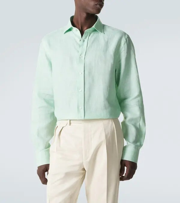 Ralph Lauren Purple Label Checked Linen Shirt