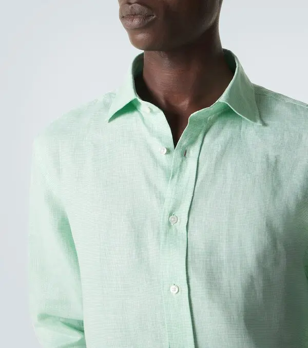 Ralph Lauren Purple Label Checked Linen Shirt