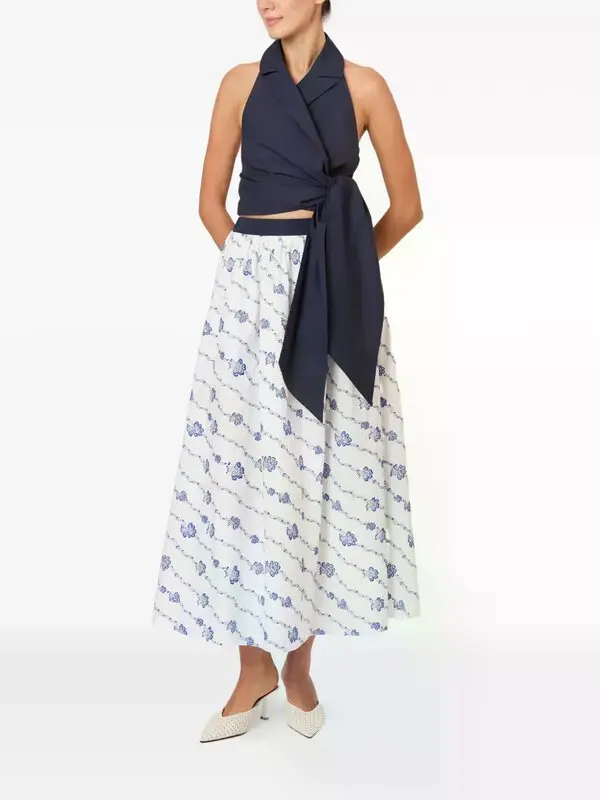 Rosie Assoulin Halter Tie Top - Blue