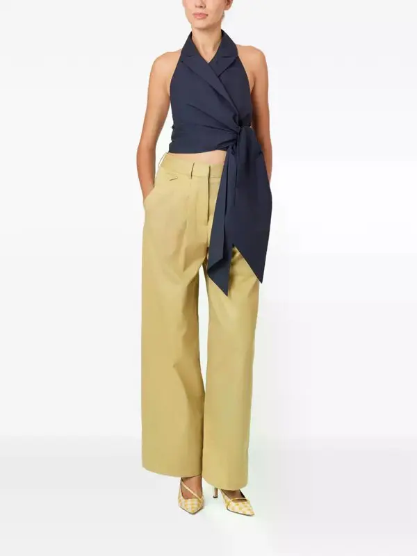 Rosie Assoulin Halter Tie Top - Blue