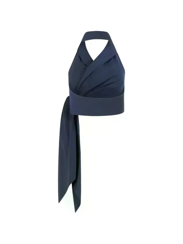 Rosie Assoulin Halter Tie Top - Blue