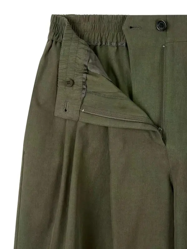 STUDIO TOMBOY Elasticated-waist Pleated Shorts - Green